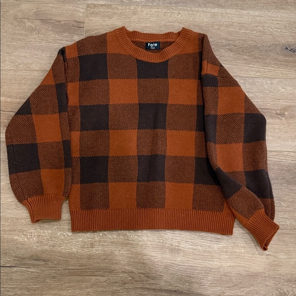 Fate | Sweaters | Fate Womens Rust And Brown Plaid Sweater | Poshmark